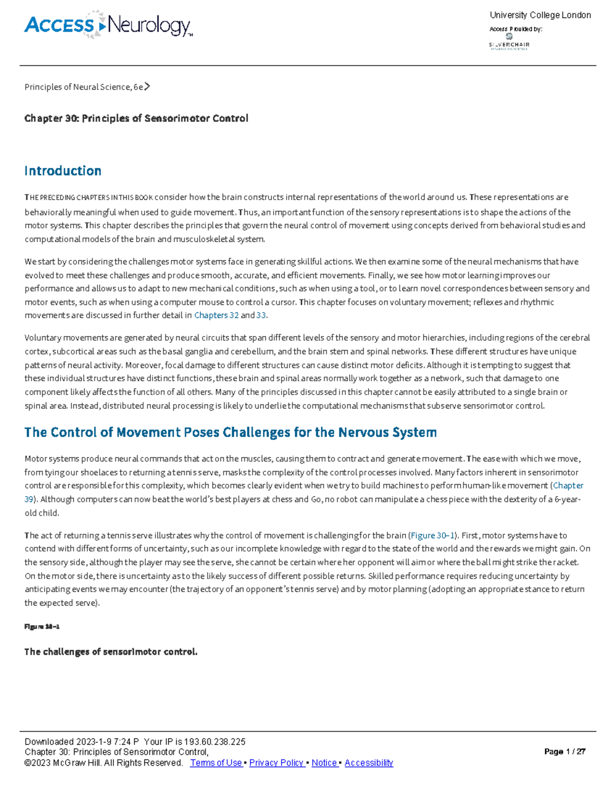 Chapter 30 Principles of Sensorimotor Control - Principles of Neural Science, 6e Chapter 30 ...