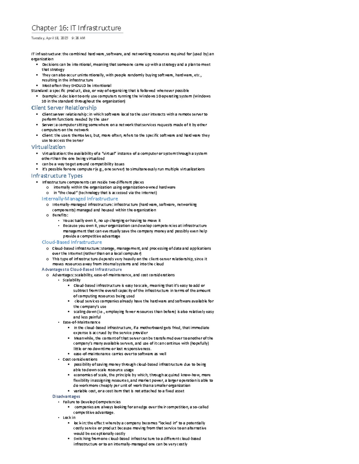 Chapter 16: IT Infrastructure - Chapter 16: IT Infrastructure Tuesday ...