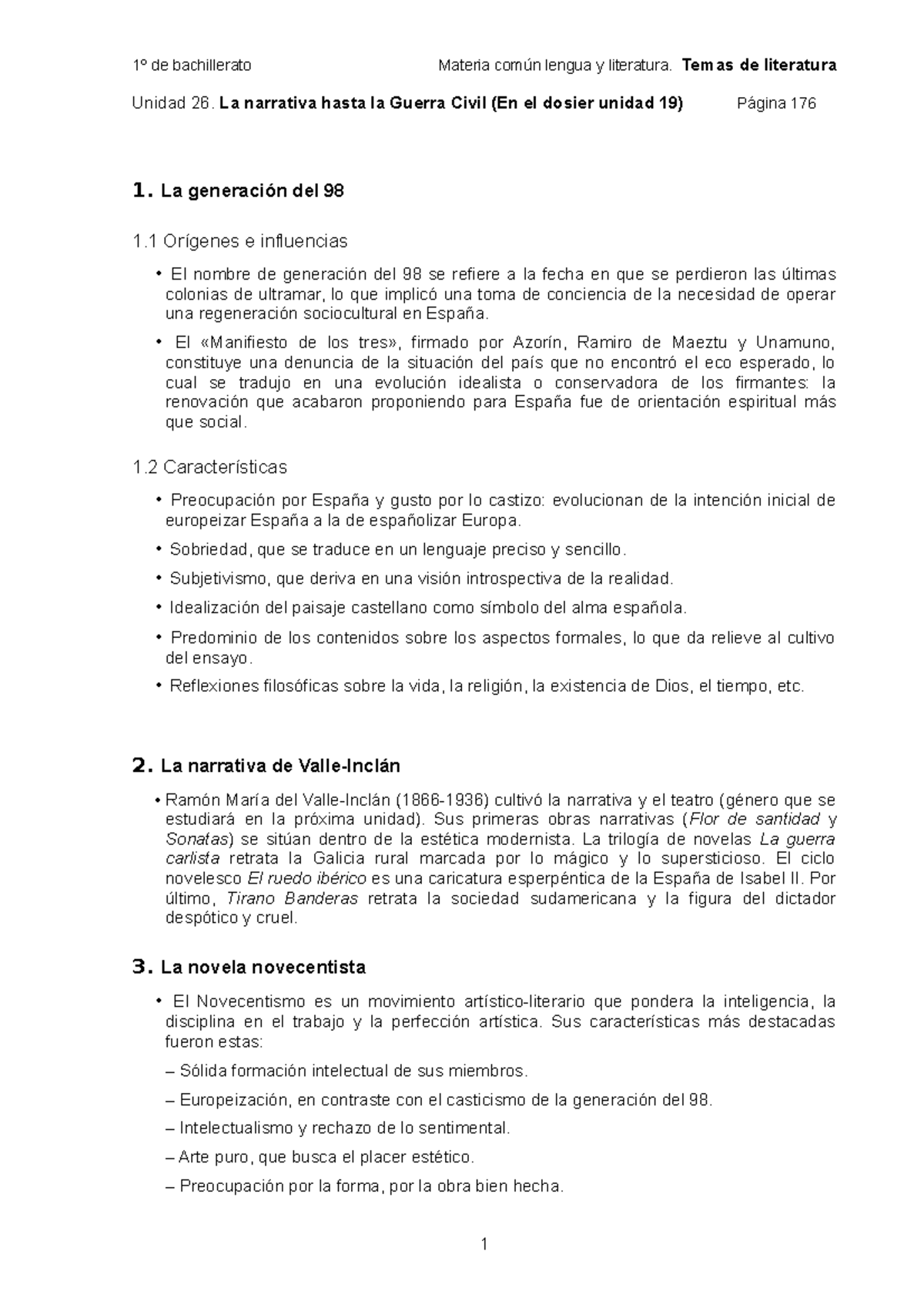Unidad 26. La narrativa hasta la Guerra Civil - Unidad 26. La narrativa ...