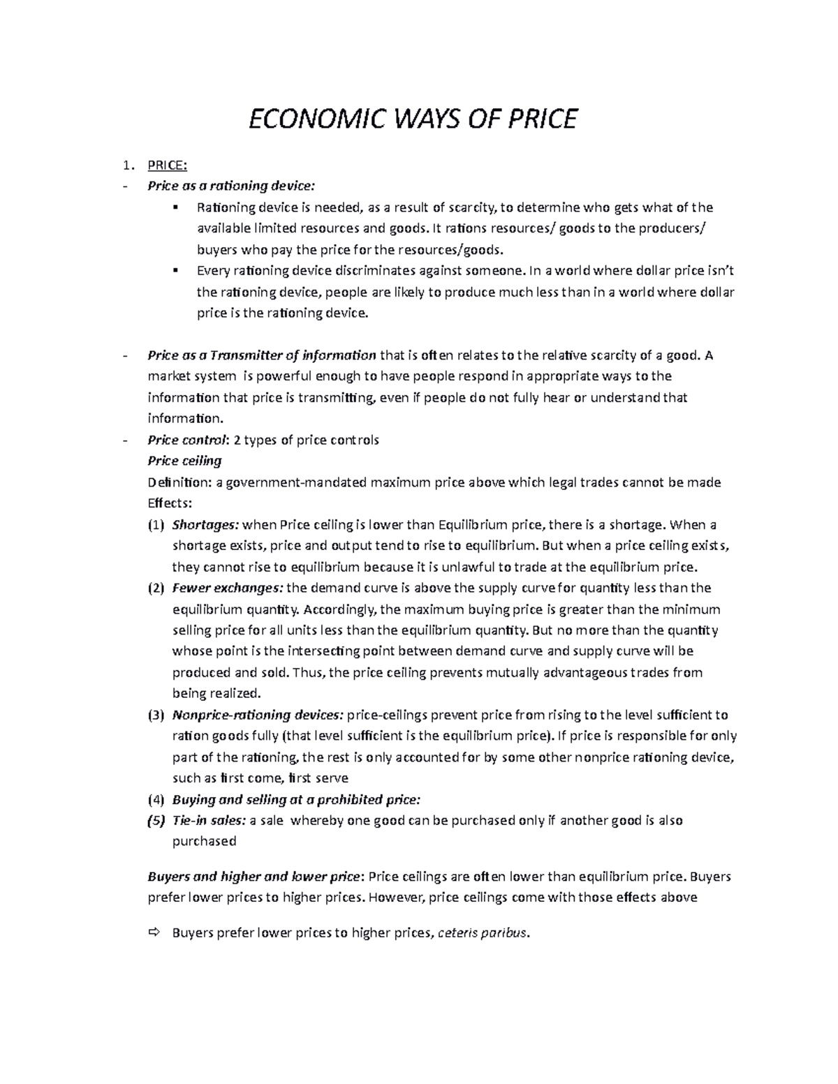 Economic WAYS OF Price - GOOD UNDERSTANDING !! - ECONOMIC WAYS OF PRICE ...