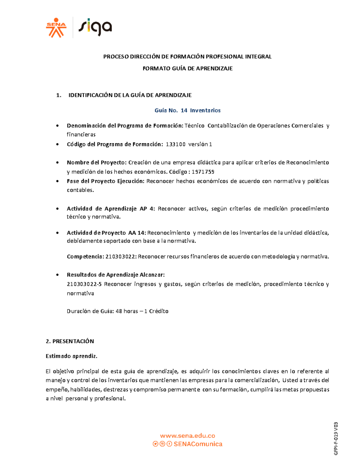 Guía No. 14 Inventarios - PROCESO DIRECCI”N DE FORMACI”N PROFESIONAL INTEGRAL FORMATO GUÕA DE ...