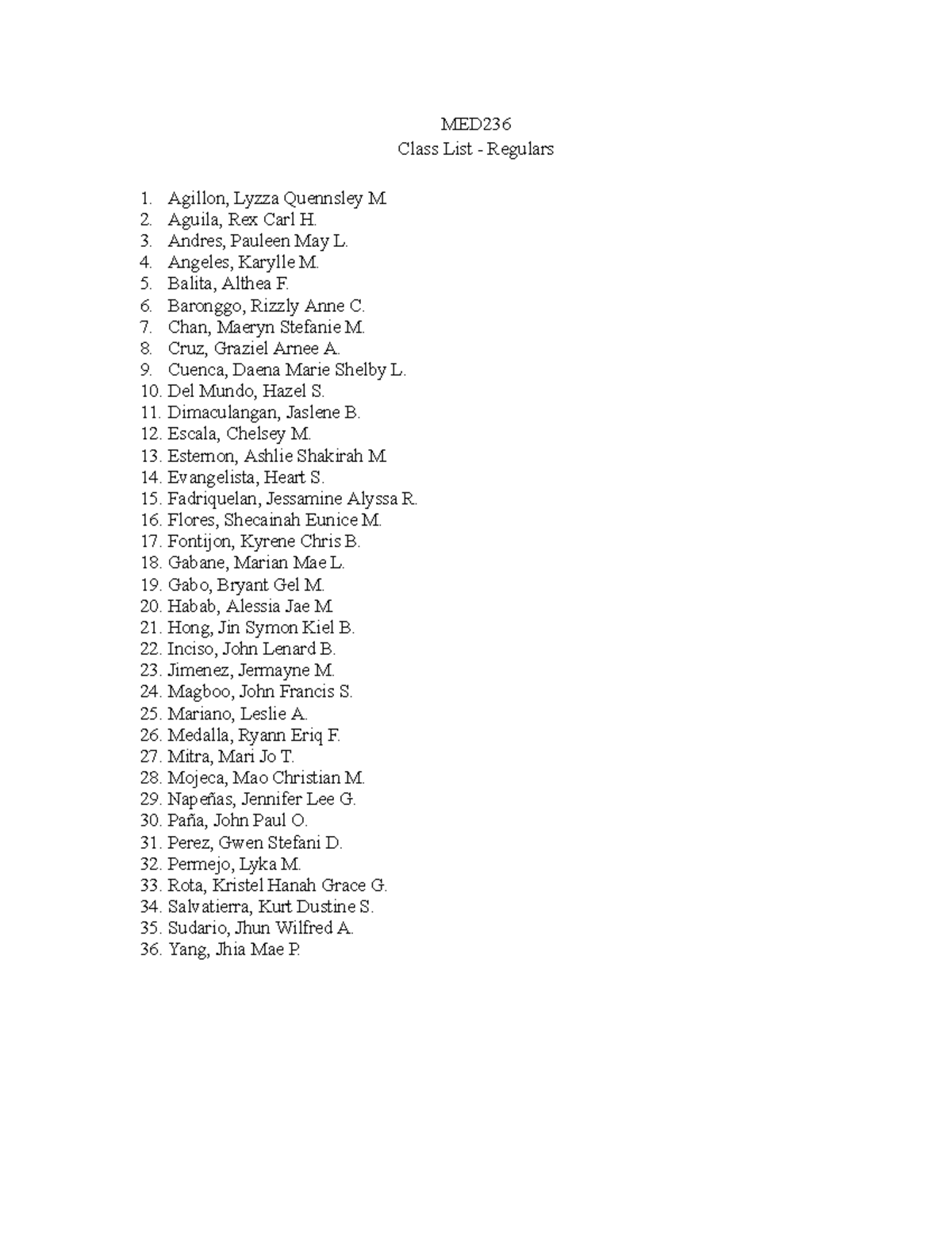Inbound 8837987362714102569 - MED Class List - Regulars Agillon, Lyzza ...