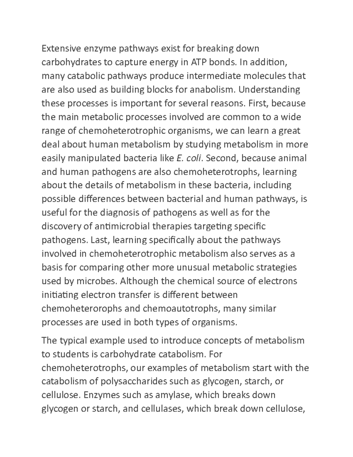Catabolism of carbohydrate - 17976 - BCU - Studocu