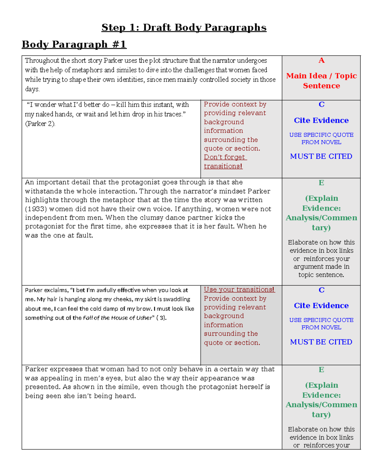 Final short story draft for body paragraphs (fifi jones) - Step 1 ...