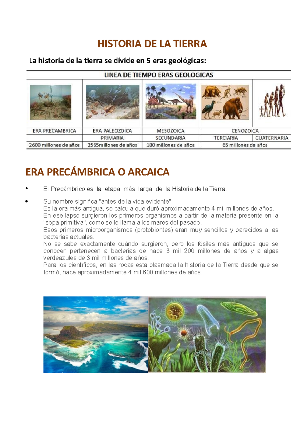 Historia DE LA Tierra - APUNTES - HISTORIA DE LA TIERRA La historia de ...