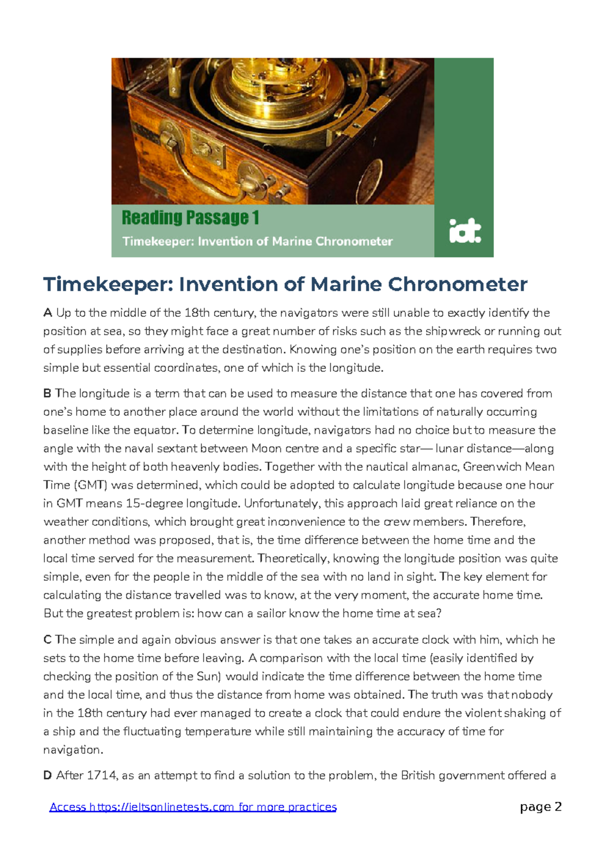 Timekeeper - Knowing one’s position on the earth requires two simple ...