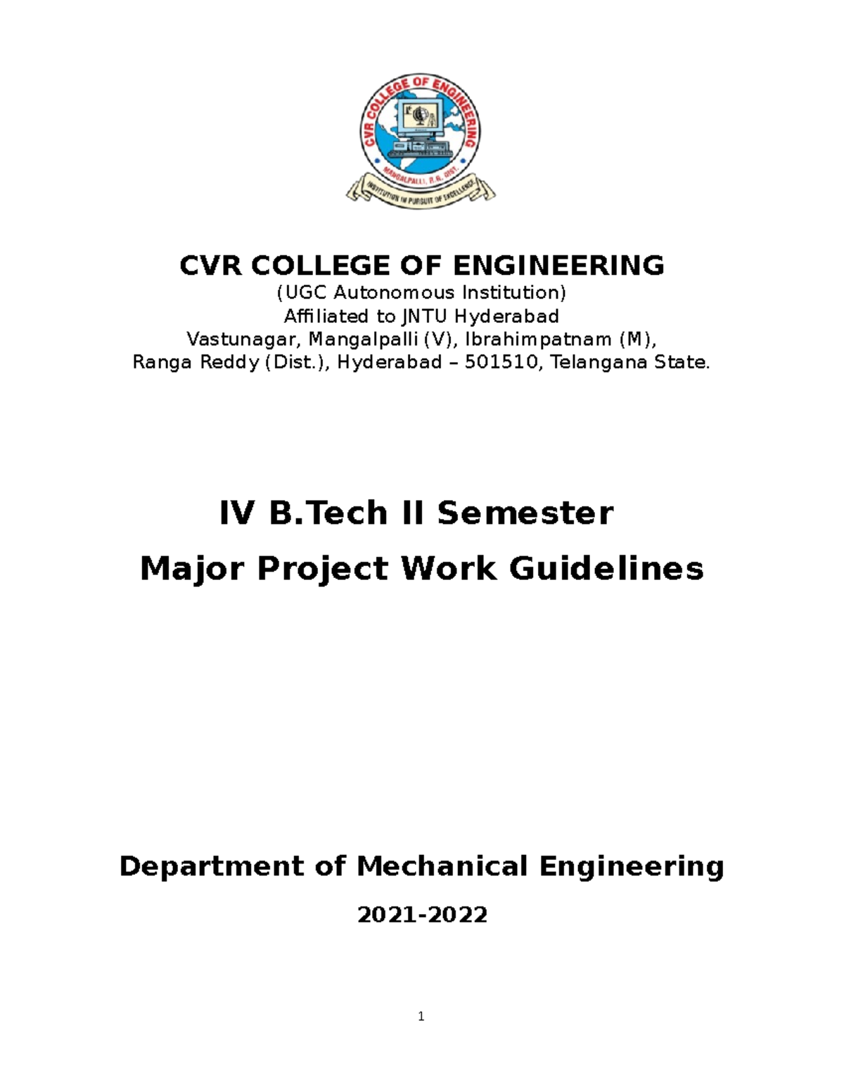 Project work guidelines and formats (2021-2022)@29-11-2021 - CVR ...