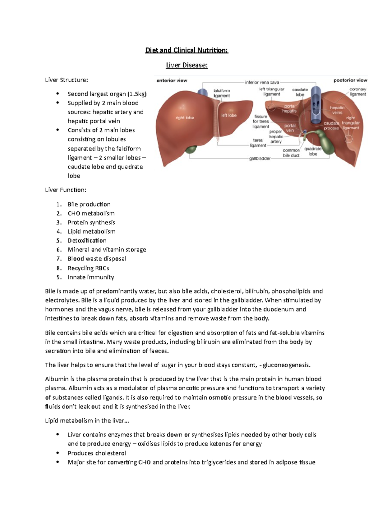 Lecture 12 - Liver Disease - Diet and Clinical Nutrition: Liver Disease ...