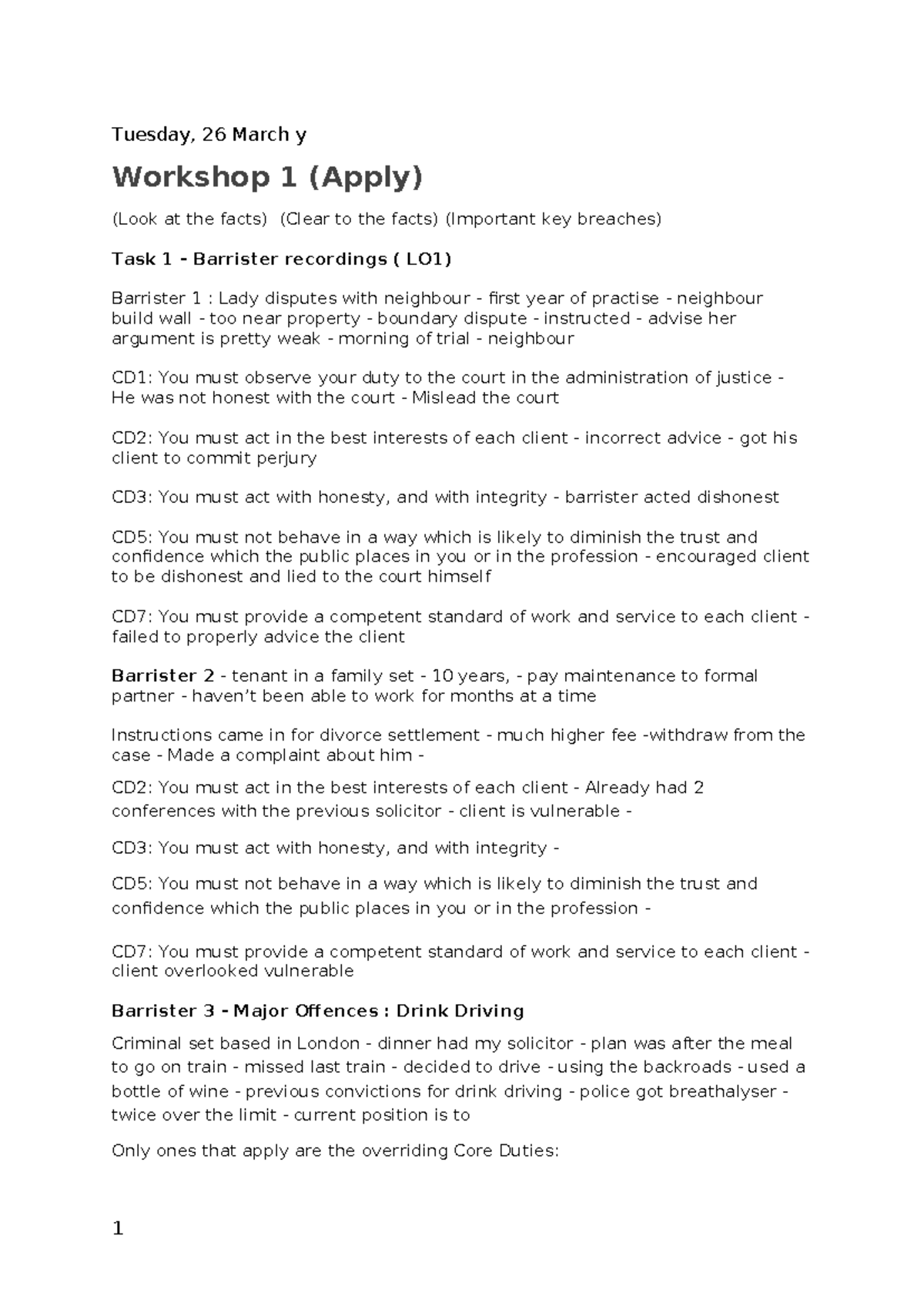 Professional Ethics (Workshop 1) - Tuesday, 26 March y Workshop 1 ...