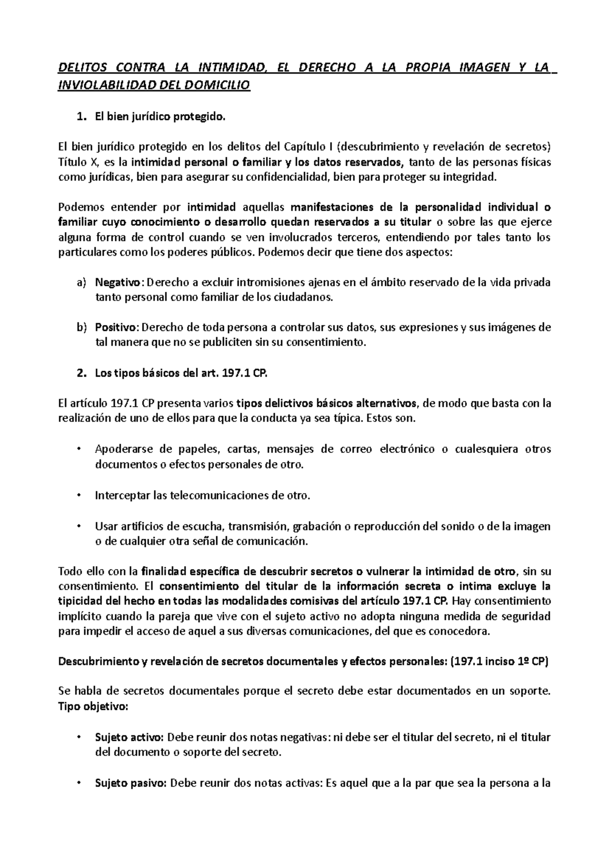 Delitos contra la intimidad y el derecho a la propia imagen - DELITOS CONTRA LA INTIMIDAD, EL ...
