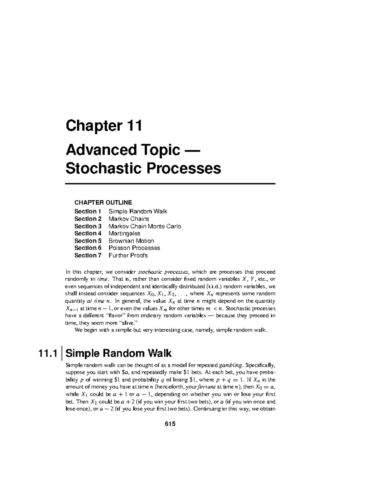 Random walk - dsafdf - Chapter 11 Advanced Topic — Stochastic Processes CHAPTER OUTLINE Section ...