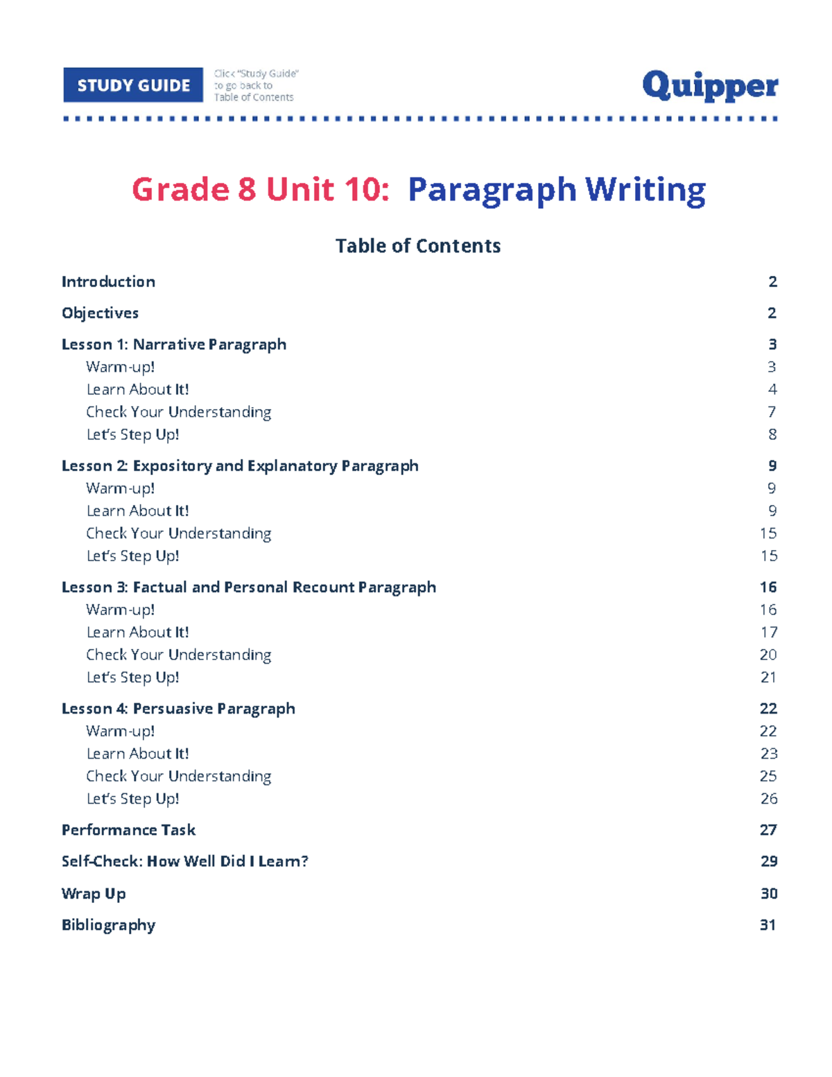 Paragraph Writing - Grade 8 Unit 10: Paragraph Writing Introduction ...