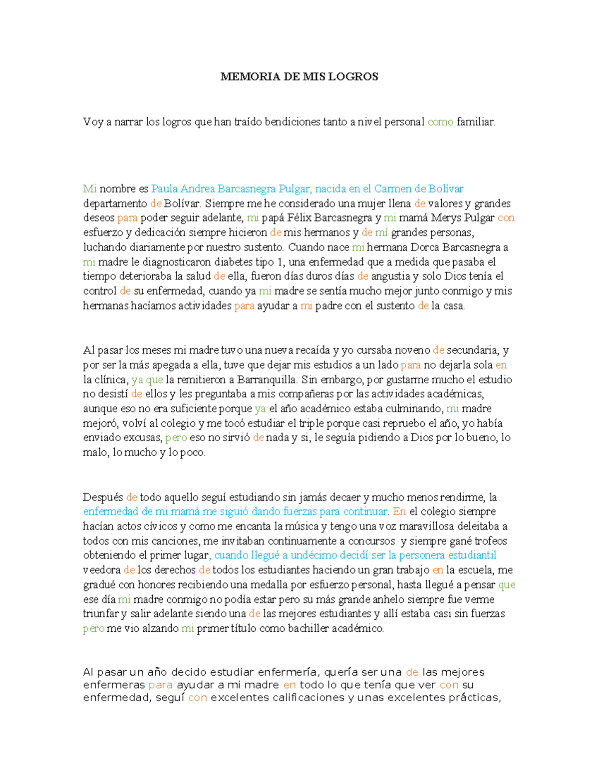 Memoria DE MIS Logros 2 - tarea realizada por paula Barcasnegras ...