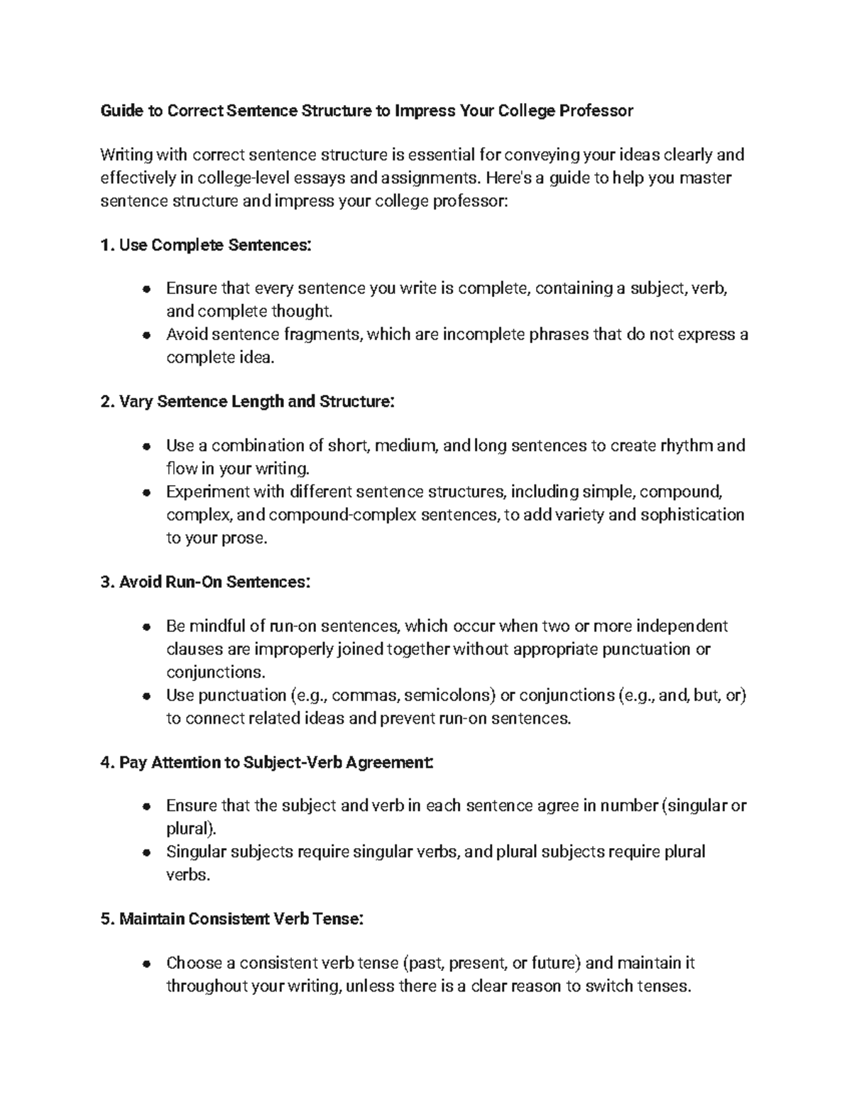 Guide to Correct Sentence Structure to Impress Your College Professor ...