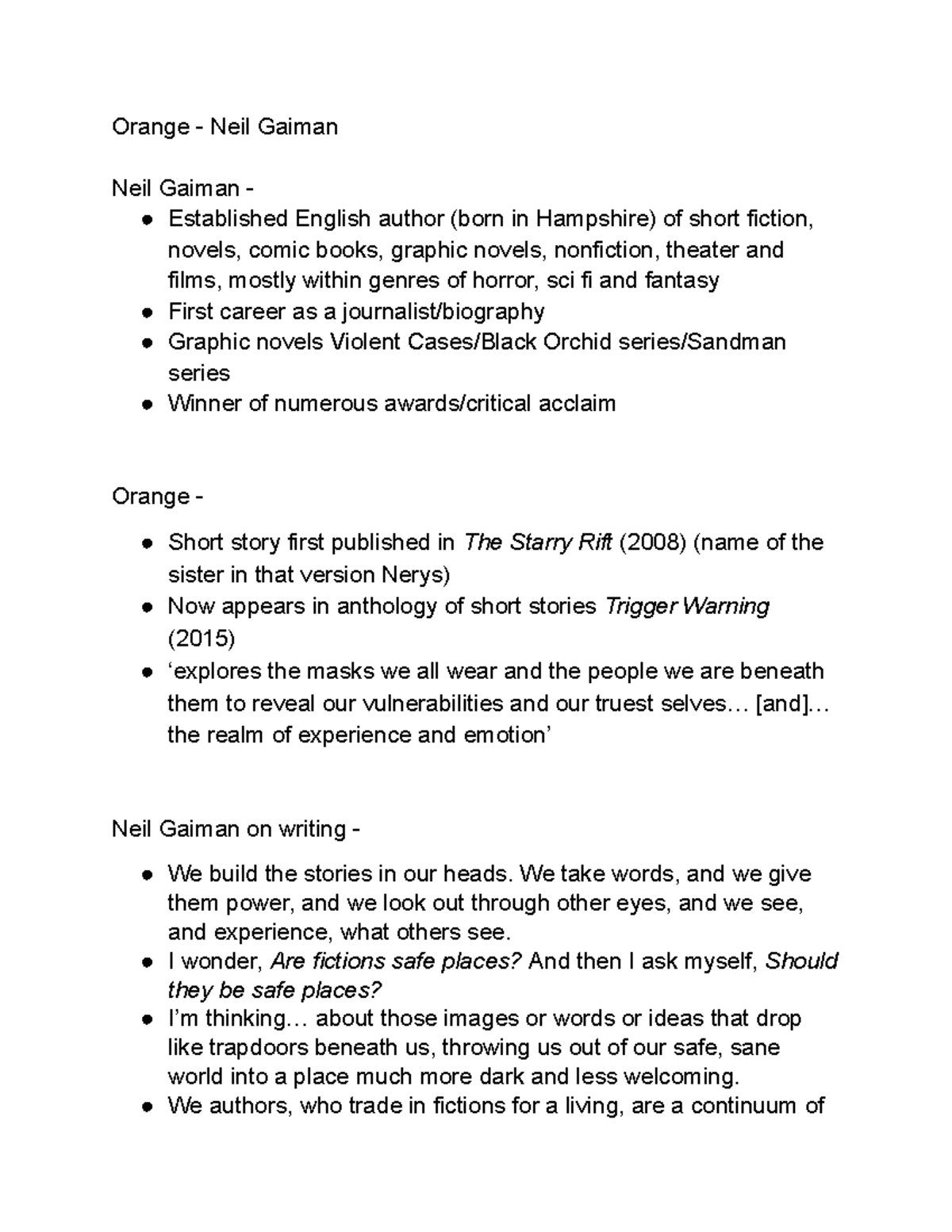 Prose Fiction CW2502 Week 2 31 01 2023 10 45-14 15 - Orange - Neil ...