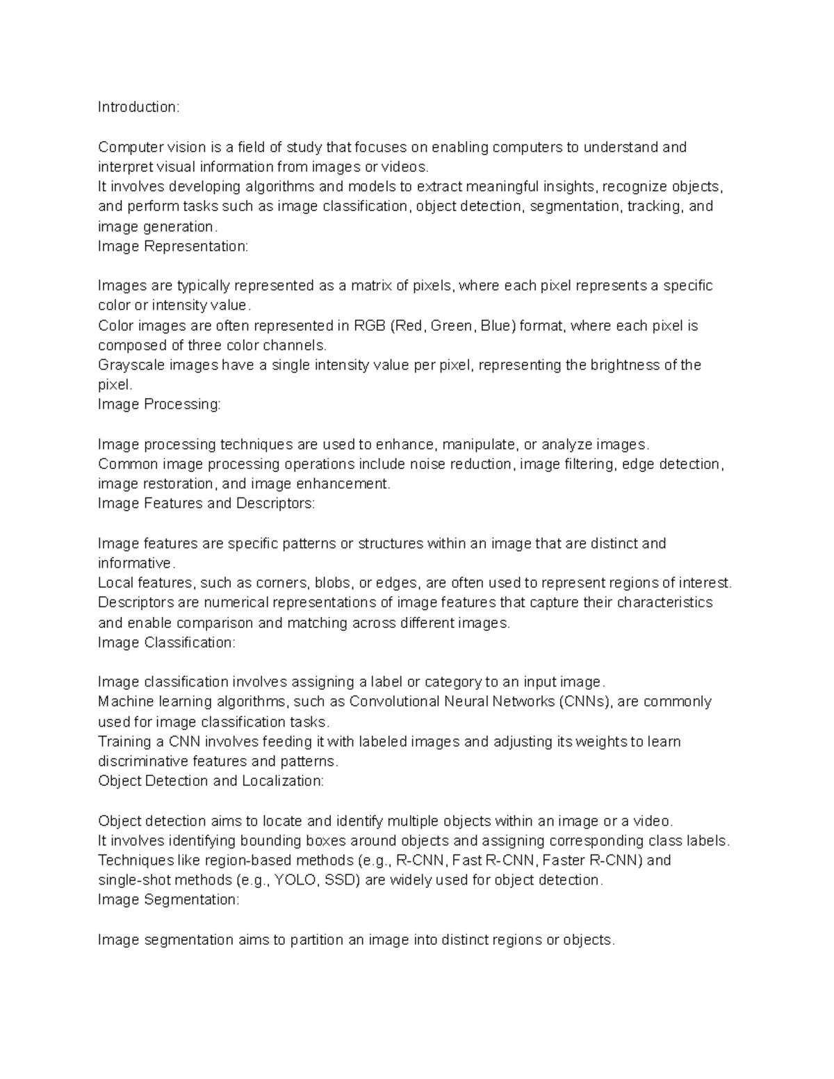 Computer vision - Introduction: Computer vision is a field of study ...