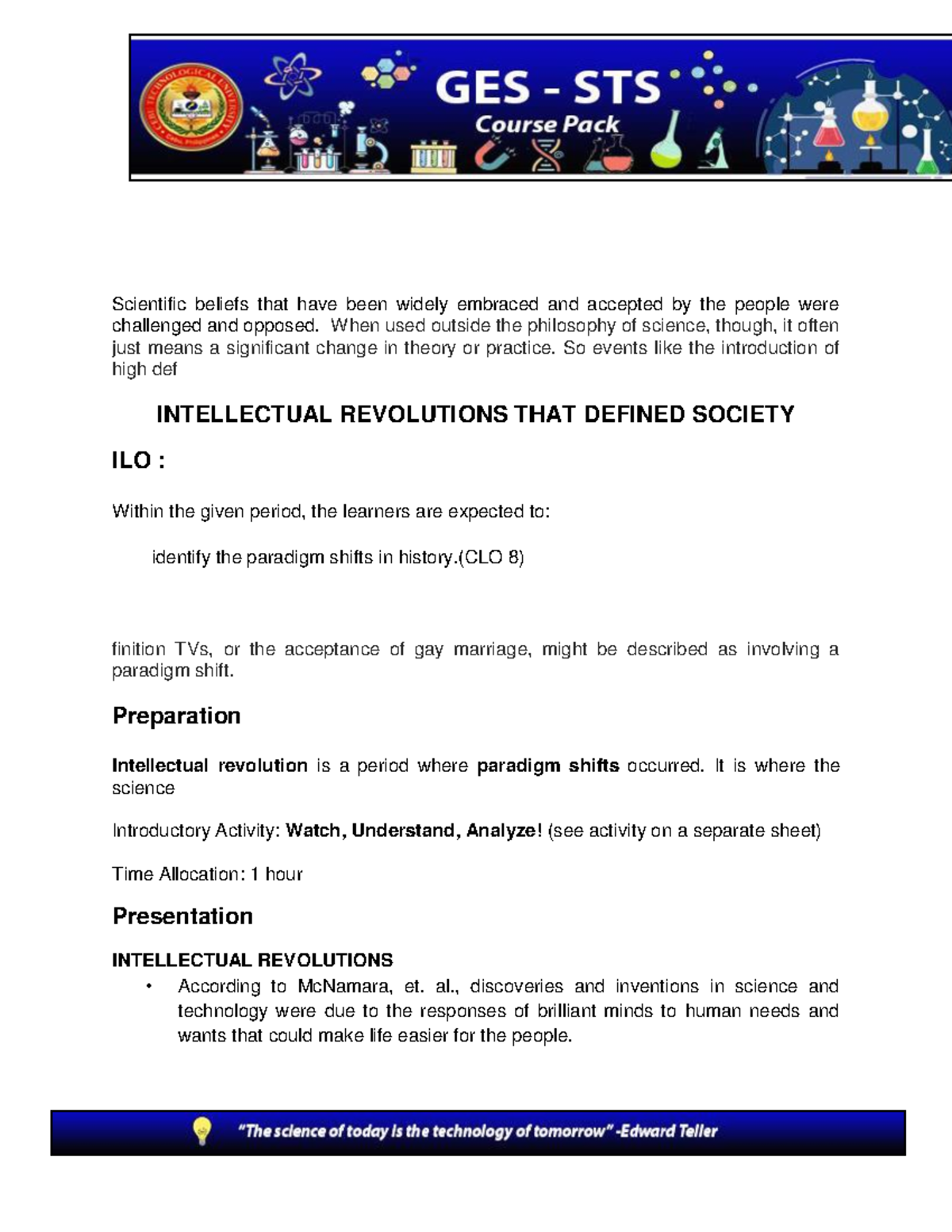 2-Intellectual-Revolution - Scientific beliefs that have been widely ...