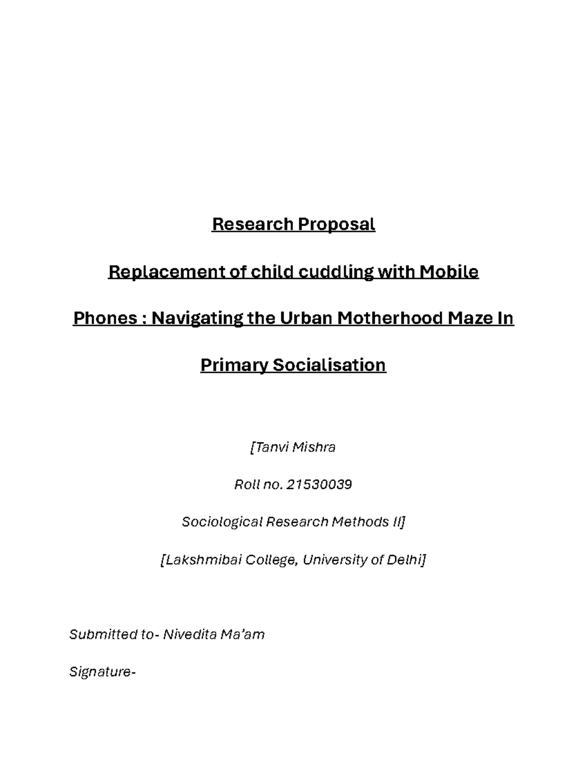 Done^recent - Research proposal Idea - Research Proposal Replacement of ...