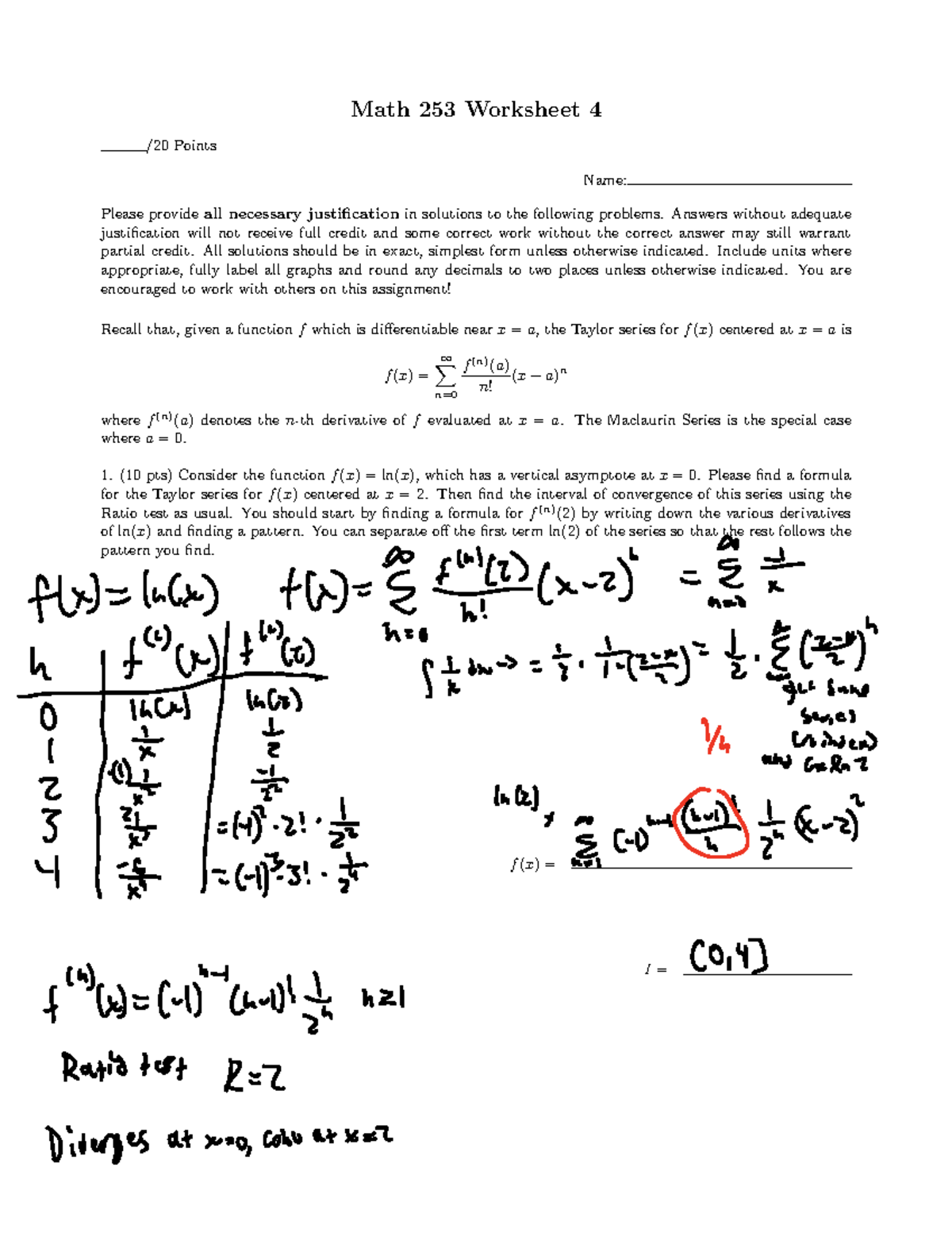 Math+253+Worksheet+4 - Math 253 Worksheet 4 /20 Points Name: Please ...