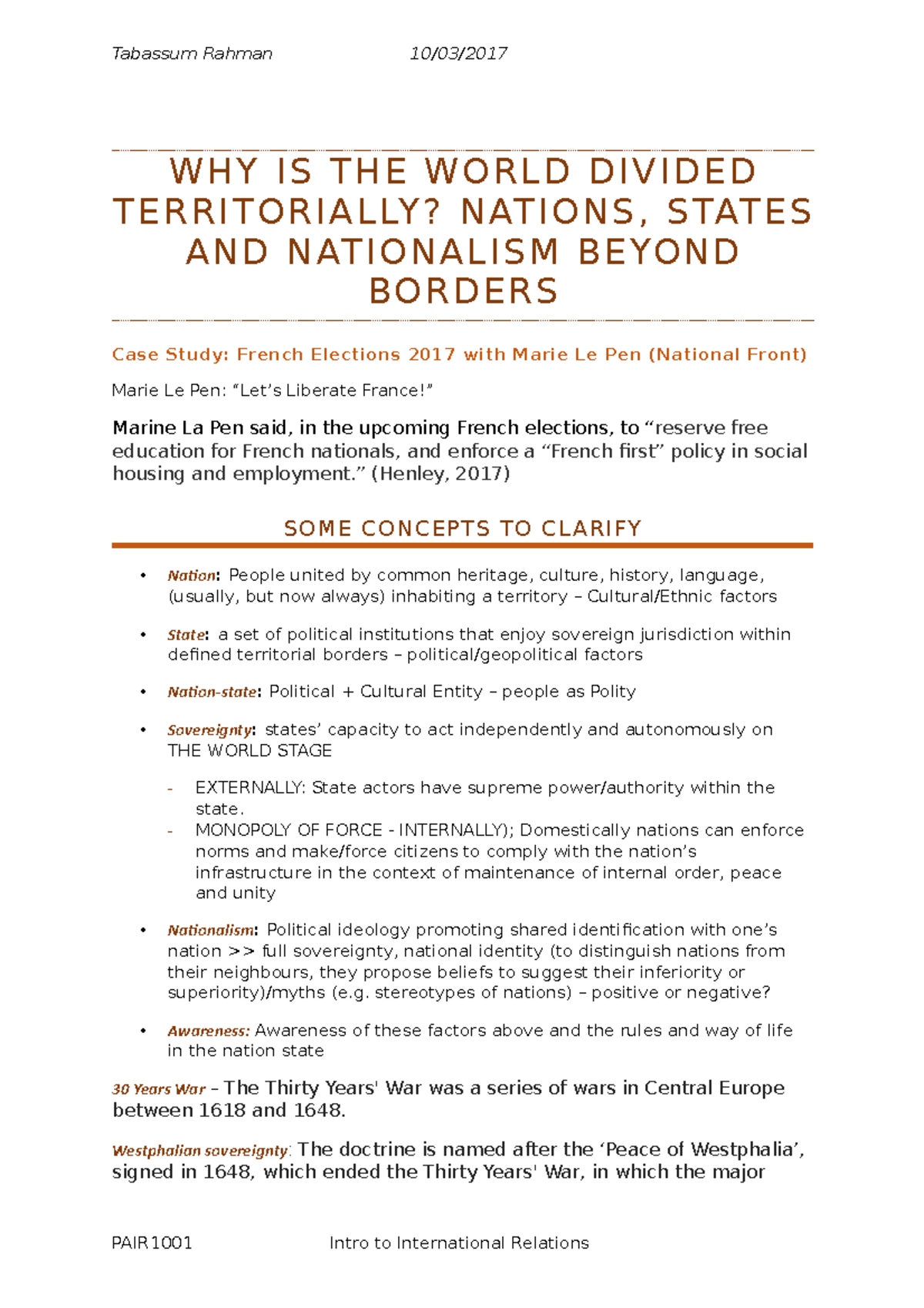 Nationalism and Transnationalism - WHY IS THE WORLD DIVIDED ...