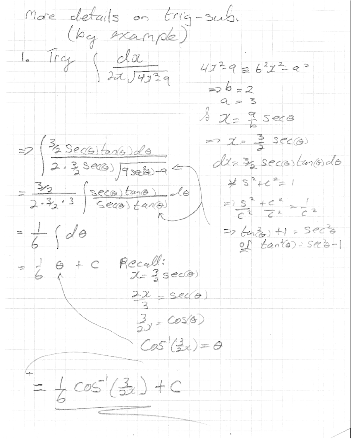 Trig Sub More - Notes given - More details on trig-sub. (by example) 1 ...