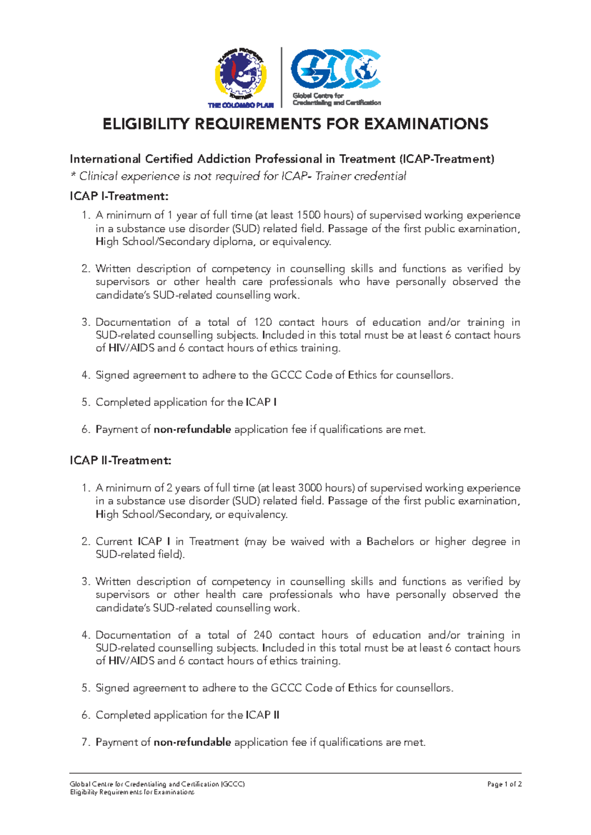 Eligibility Requirements FOR Examinations - Global Centre for ...