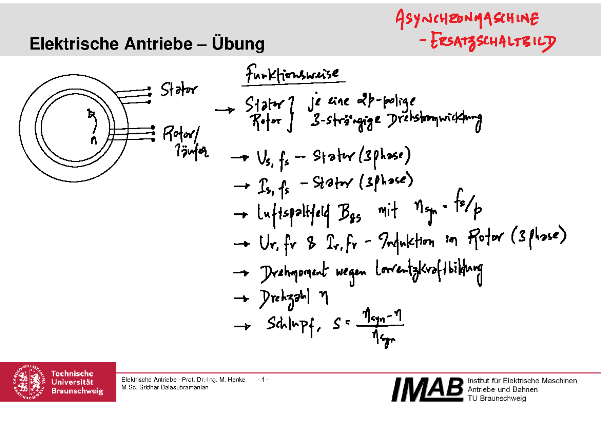 Lösung 1 - T-Ersatzschaltbild der ASM - Elektrische Antriebe - Prof. Dr ...