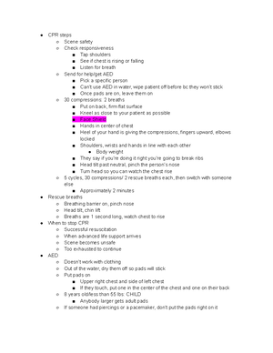 LS CPR notes - 10/25/ Stroke: Blood flow to the brain is interrupted by ...
