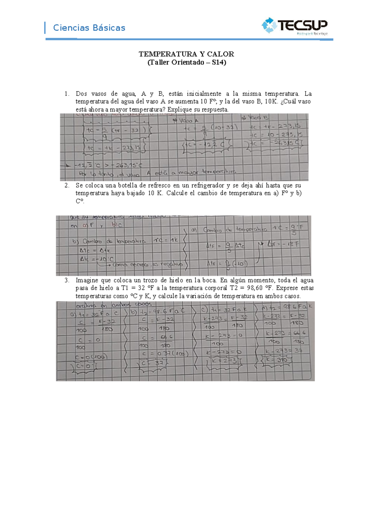 Tarea Durante 6 - lab 4 - Ciencias Básicas Aplicadas TEMPERATURA Y CALOR (Taller Orientado – S14 ...