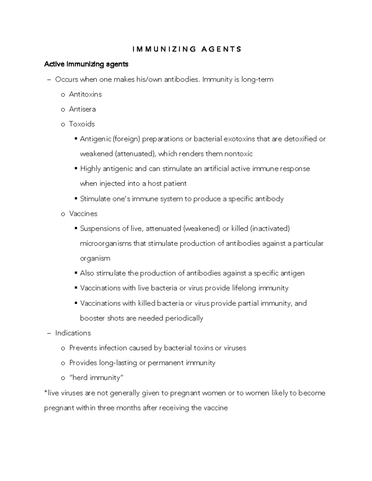Immunizing agents - lecture notes - I M M U N I Z I N G A G E N T S ...