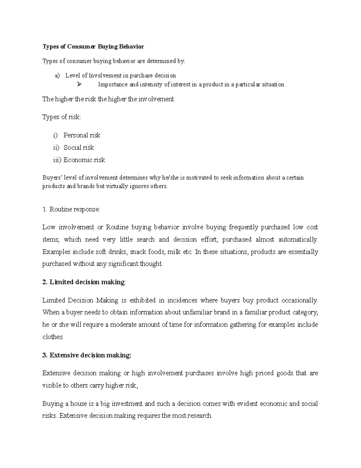Types of Consumer Buying Behavior - Routine response: Low involvement ...