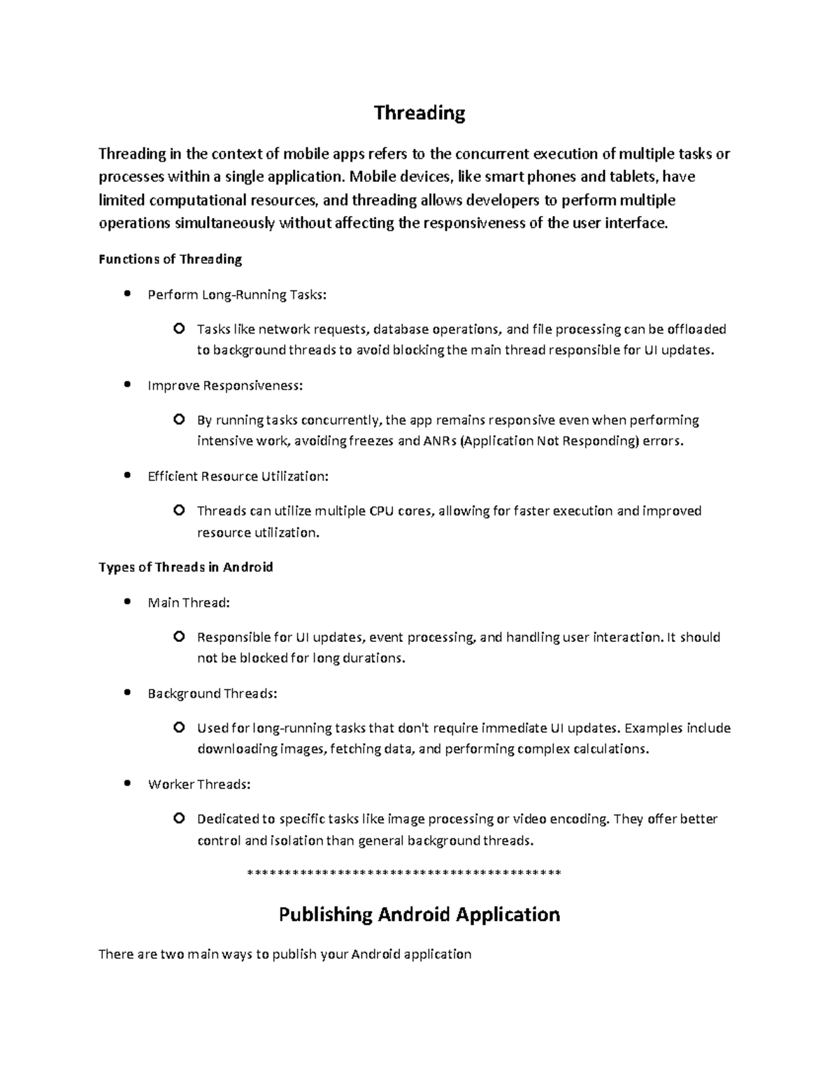 Android Notes For Final - Threading Threading in the context of mobile ...