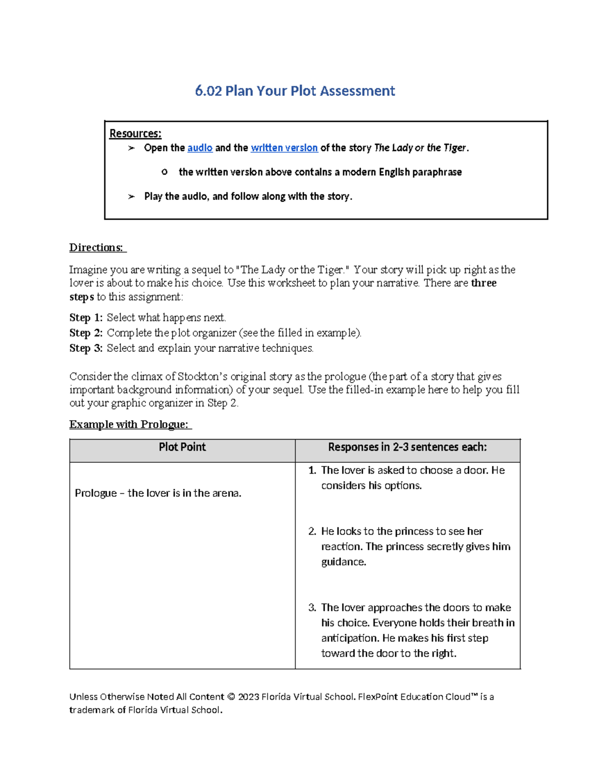 6.2 plan your plot - 6 Plan Your Plot Assessment Resources: Open the ...