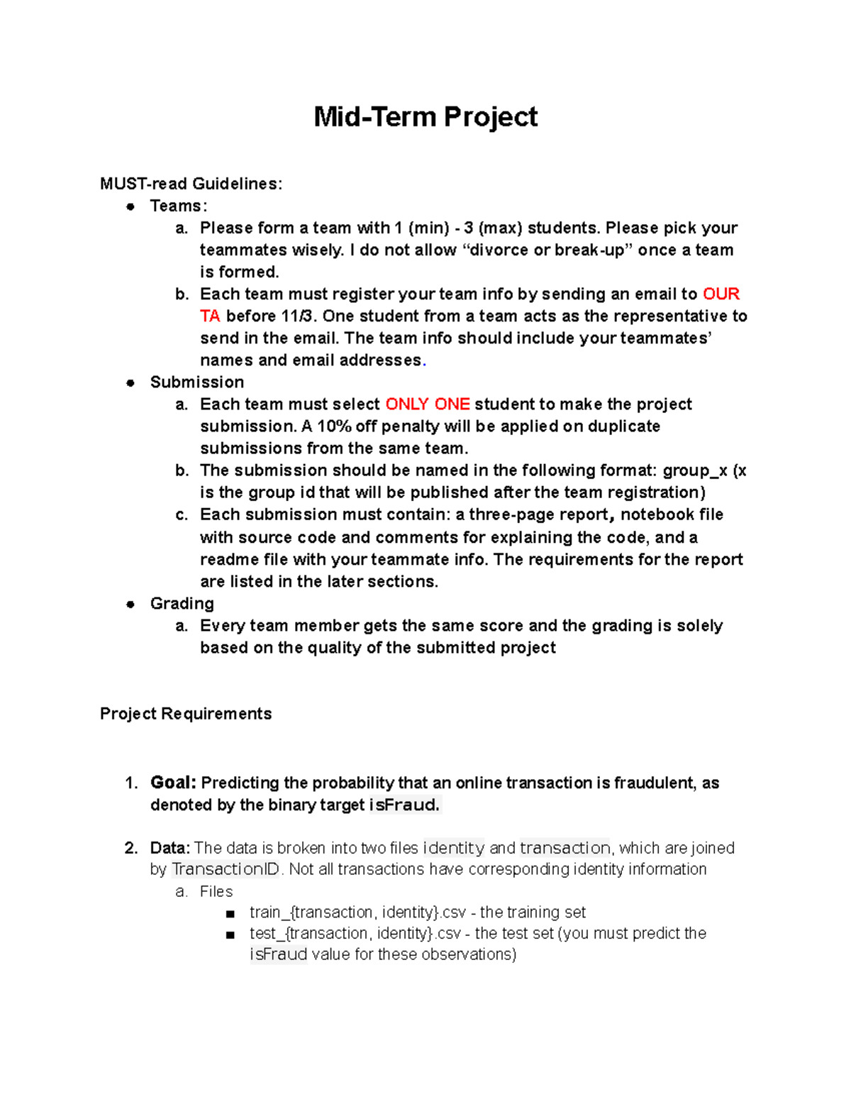 Mid term project description for IS665 - Mid-Term Project MUST-read ...