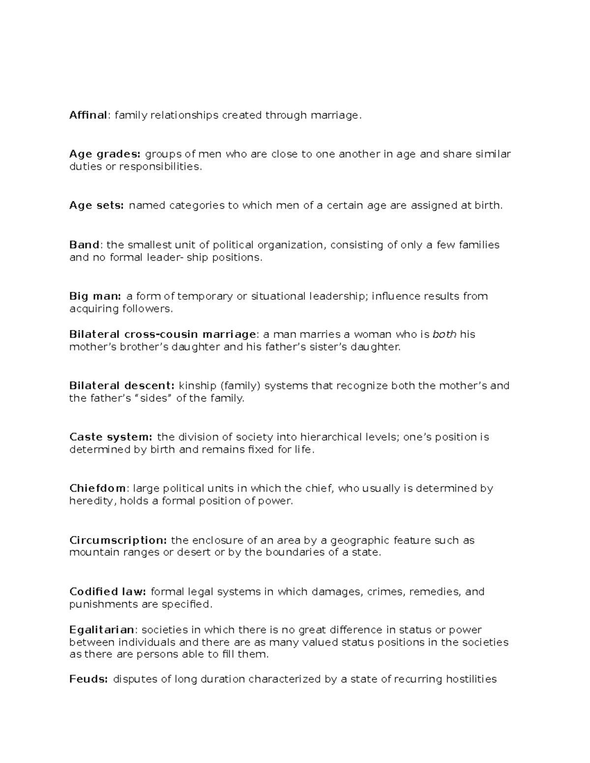 Political anthropology - Affinal: family relationships created through ...