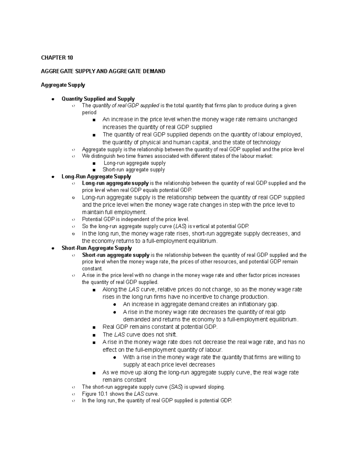 Macroecon WEEK 8 - CHAPTER 10 AGGREGATE SUPPLY AND AGGREGATE DEMAND ...