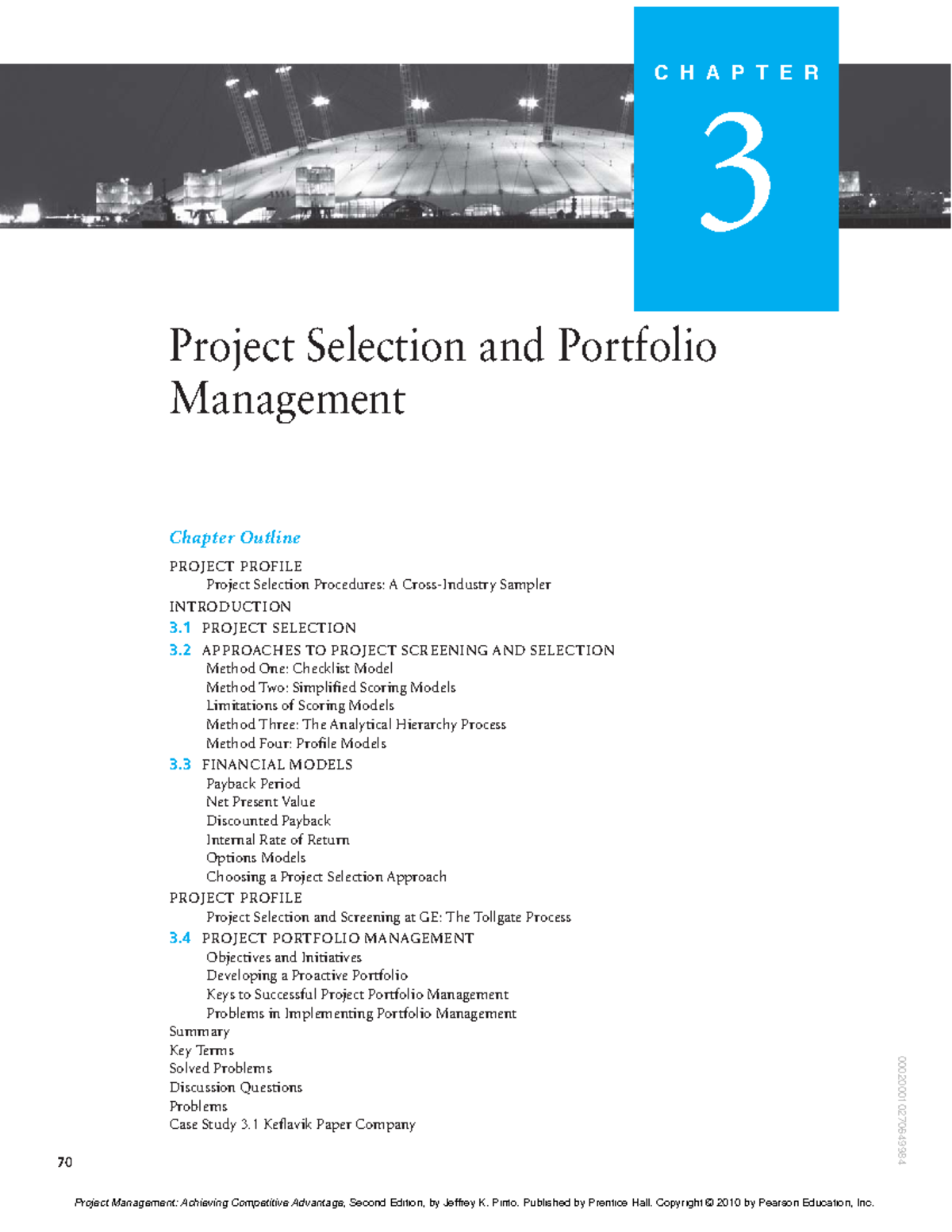 Project Selection and Portfolio chap3 - 70 Project Selection and ...