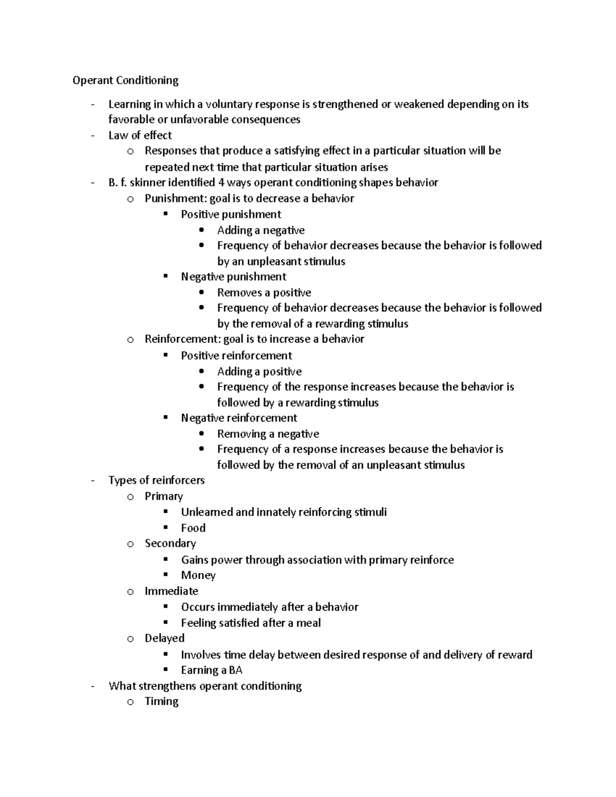 Psych Notes 10-6 - Danielle Samuels - Operant Conditioning Learning in ...