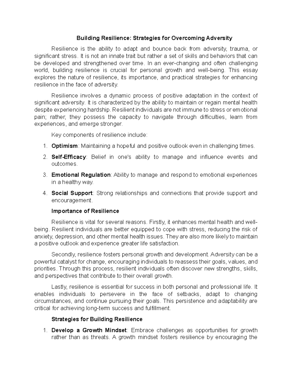 Building Resilience - It is not an innate trait but rather a set of ...