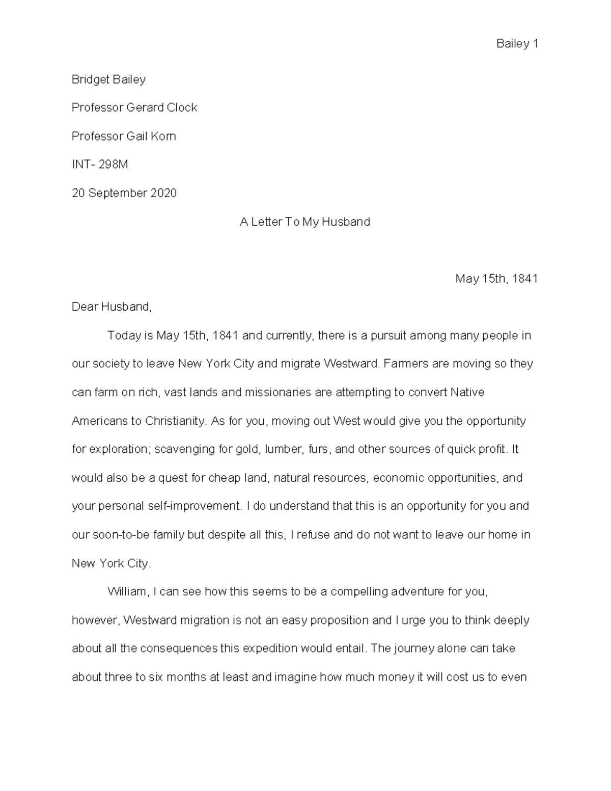 Migration letter - First assignment for class - Bridget Bailey ...