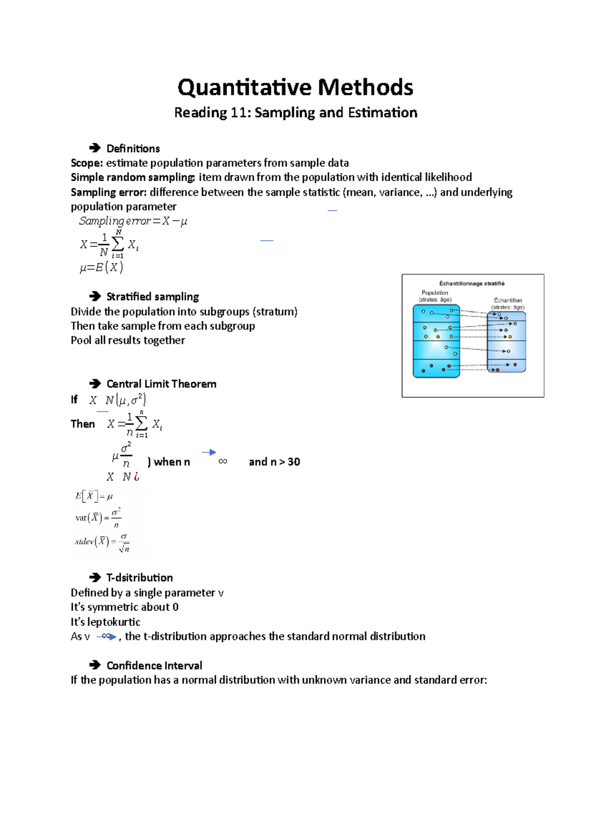CFA lvl 1 - Reading 11 - Quantitative Methods Reading 11: Sampling and Estimation Definitions ...