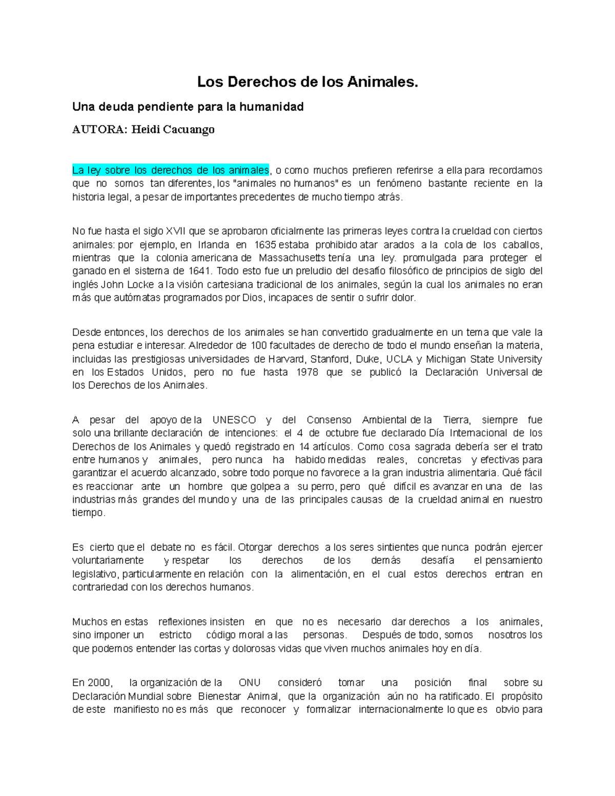 Derechos de los animales ...