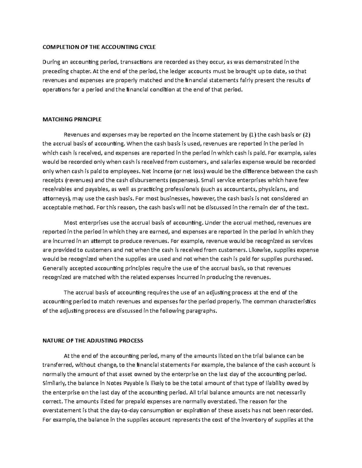 Completion OF THE Accounting Cycle - COMPLETION OF THE ACCOUNTING CYCLE ...