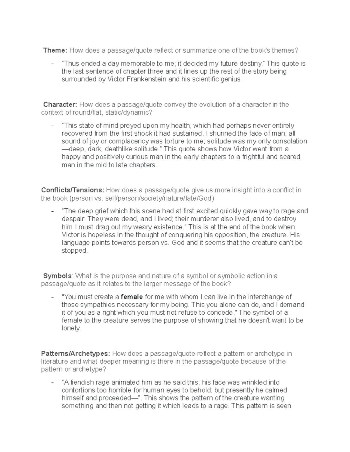 Quotes and Notes - Theme: How does a passage/quote reflect or summarize ...