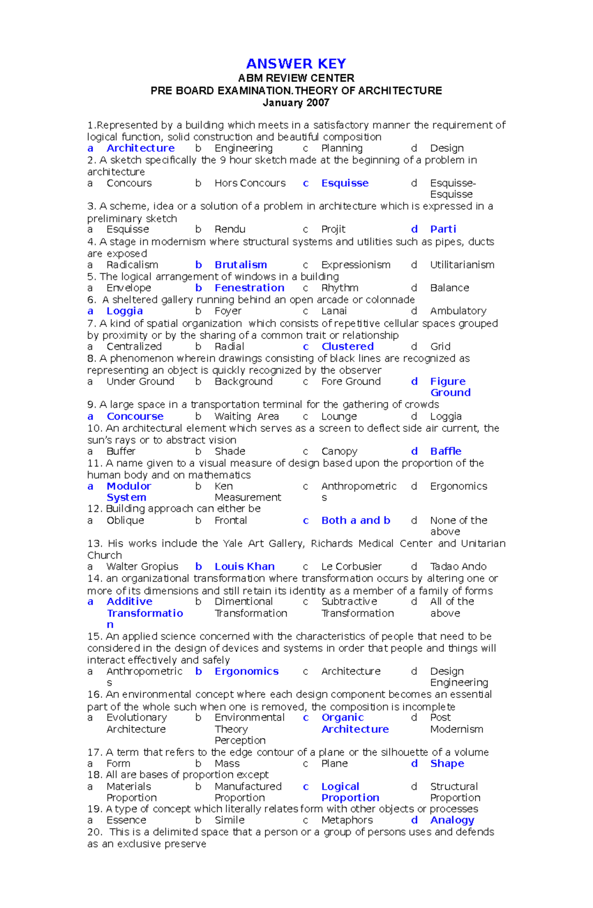 Scribfree - hiijojkb - ANSWER KEY ABM REVIEW CENTER PRE BOARD ...