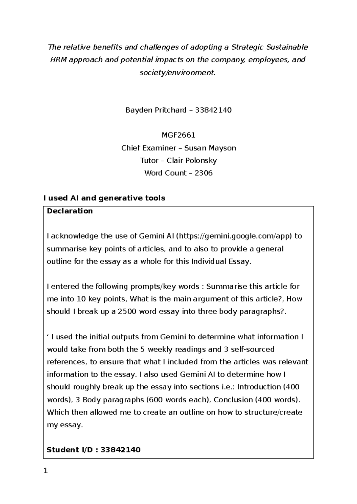 HRM Essay - The relative benefits and challenges of adopting a ...