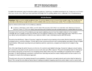 MKT 2100 Module 1 - My Favorite Brand Scenario Worksheet - Module 1 ...