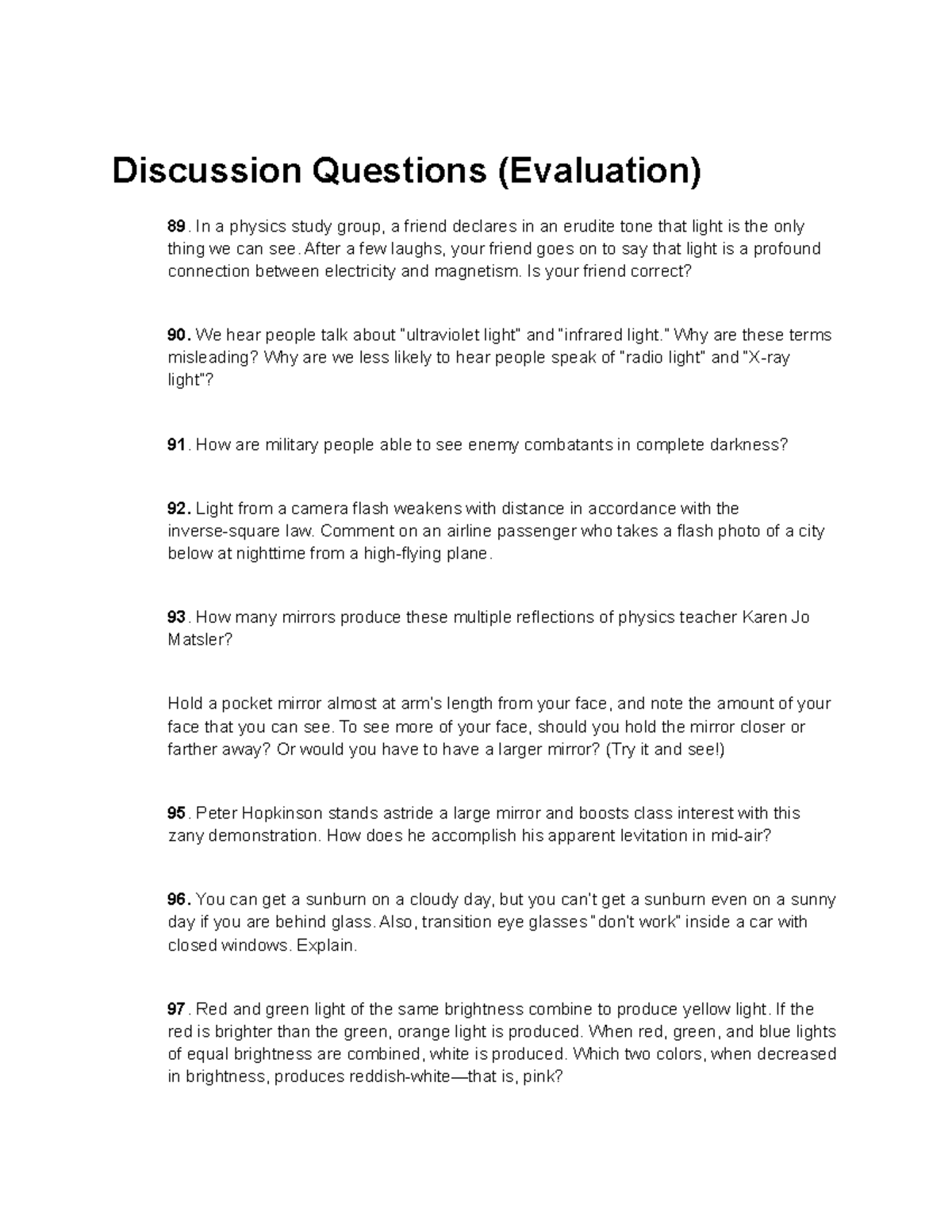 EDS Ch. 11 Discussion - Discussion Questions (Evaluation) In a physics ...