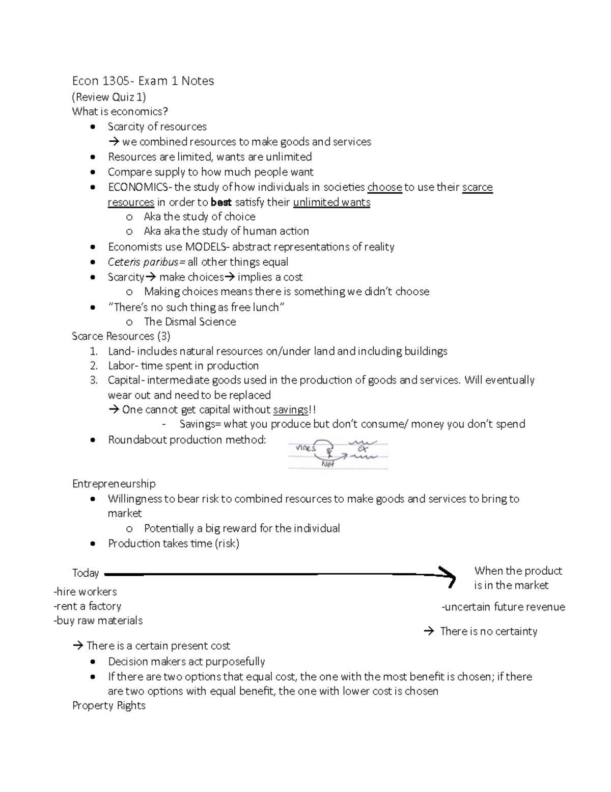Econ 1305 Notes- Exam 1 - Econ 1305- Exam 1 Notes (Review Quiz 1) What ...