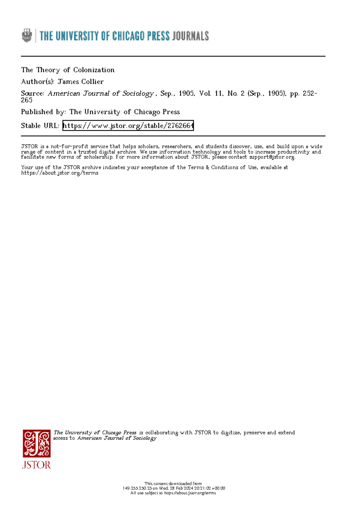 Collier-Theory Colonization-1905 - The Theory of Colonization Author(s ...